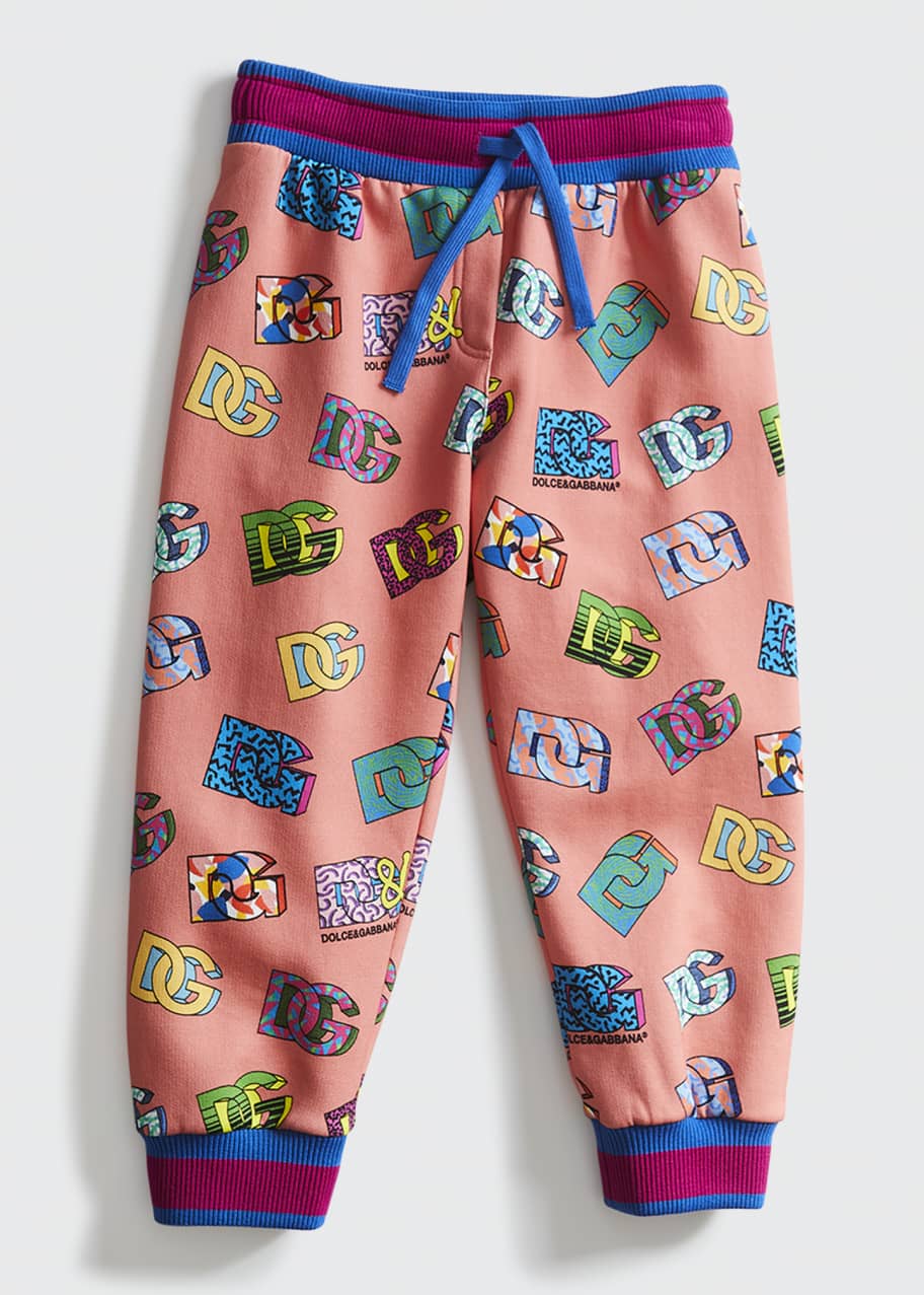 Dolce&Gabbana Girl's Allover Logo-Print Jogger Pants, Size 4-6 ...