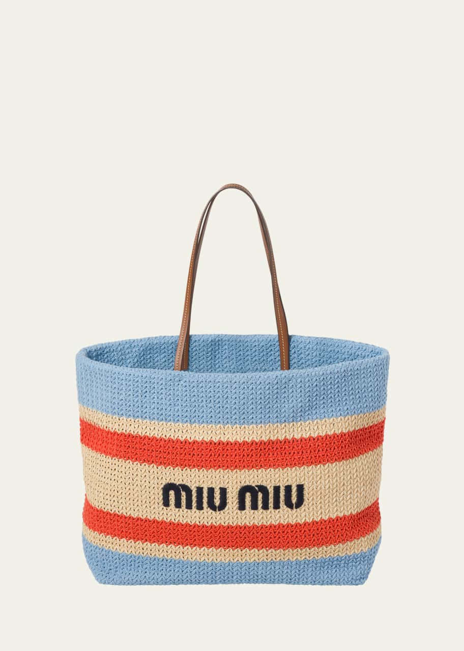 Miu Miu Tessuto Striped Crochet Tote Bag - Bergdorf Goodman