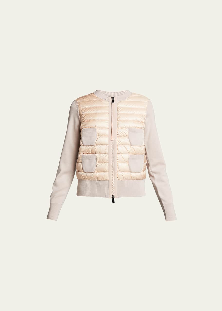 Moncler Knit and Channel-Quilt Combo Cardigan - Bergdorf Goodman