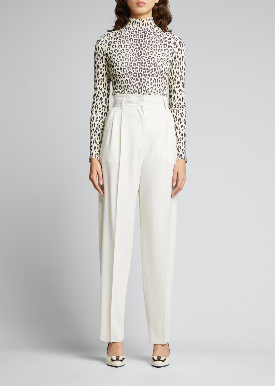 Brandon Maxwell Leopard-Print Turtleneck Jersey Bodysuit - Bergdorf Goodman