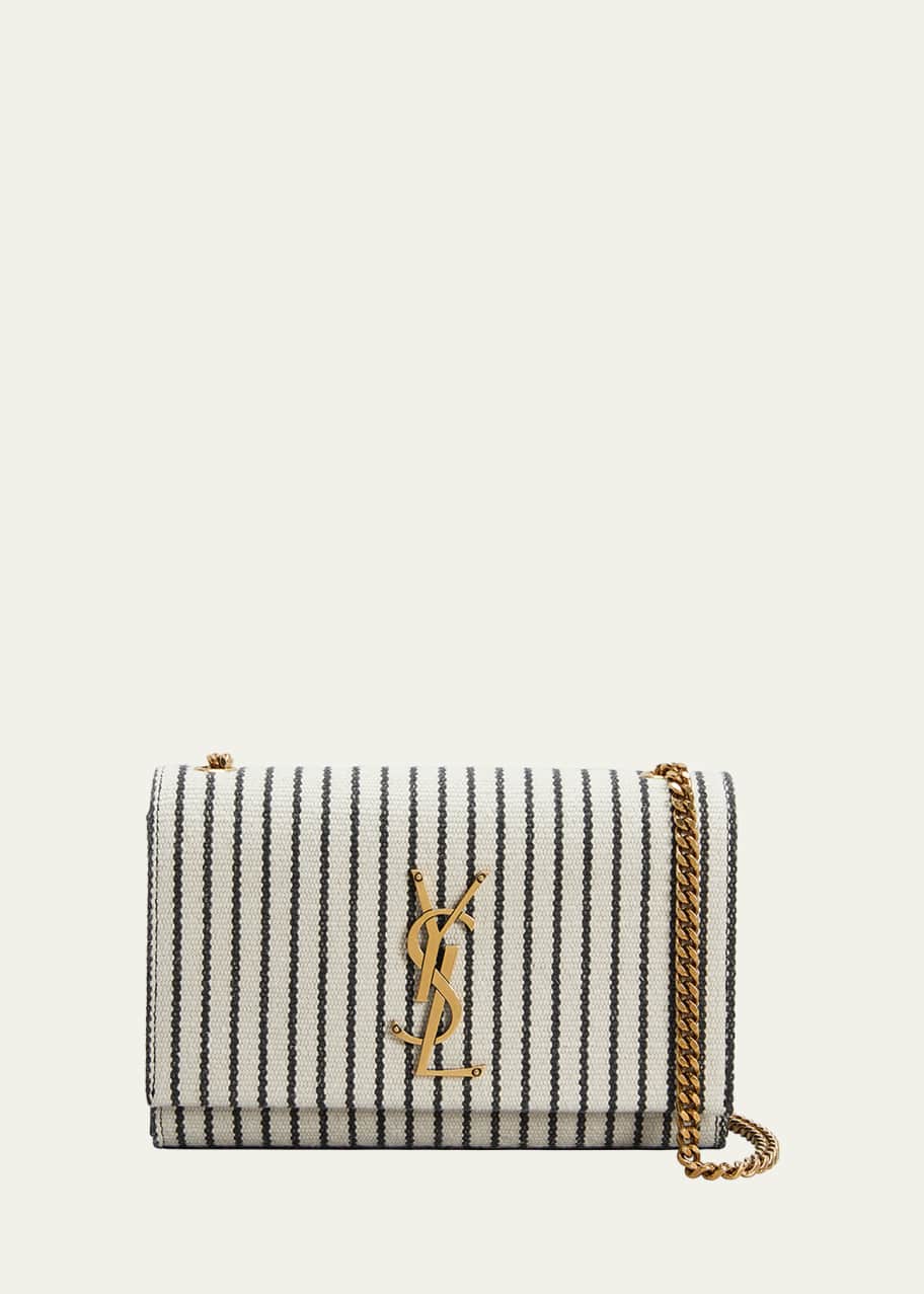 Saint Laurent Kate Small YSL Striped Canvas Shoulder Bag - Bergdorf Goodman
