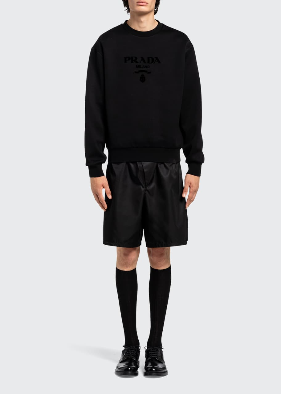 Prada Men's Tech Fleece Logo Sweatshirt - Bergdorf Goodman