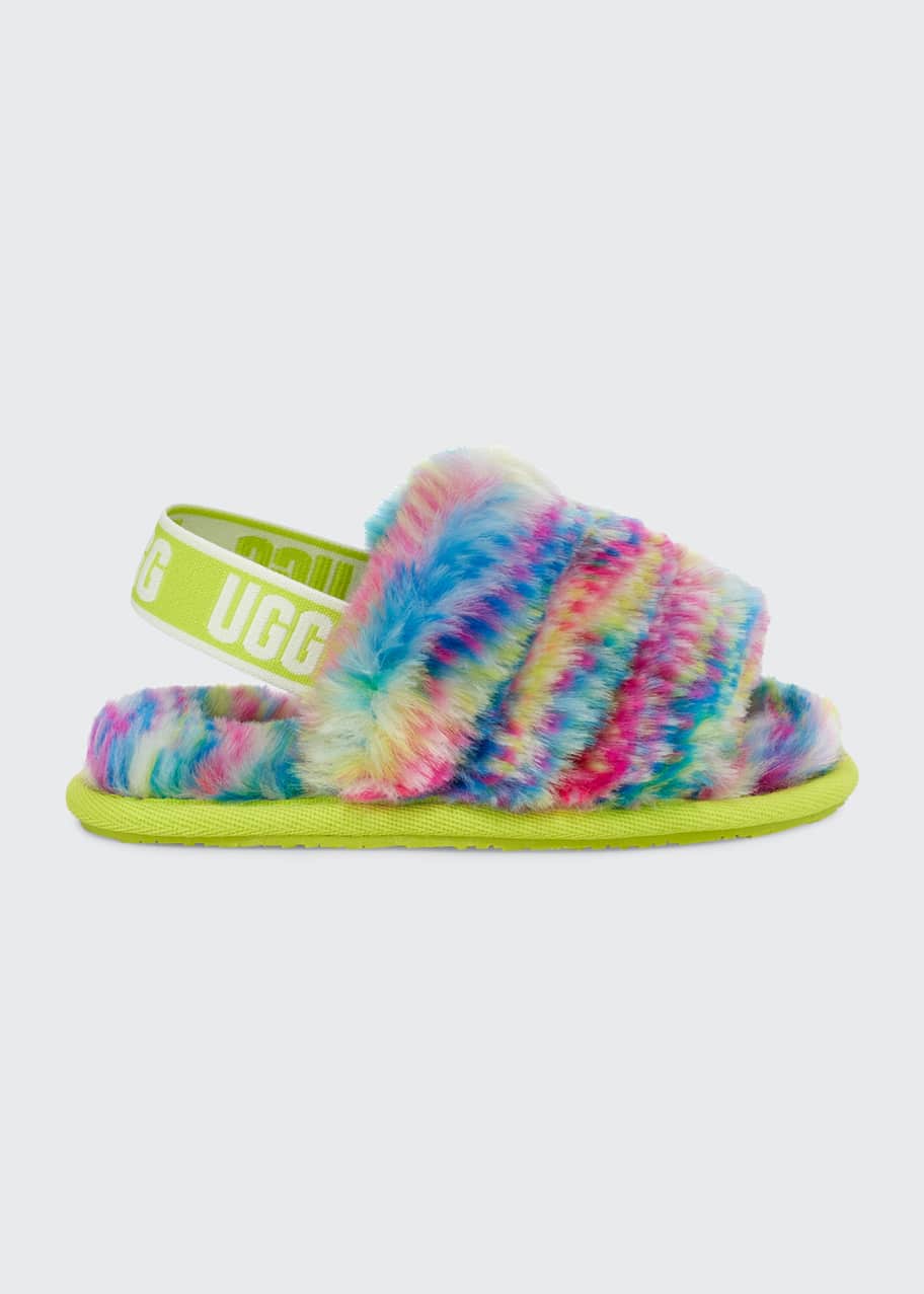 UGG Girl's Fluff Yeah Multicolor Pixelate Slides, Baby/Toddlers - Bergdorf Goodman
