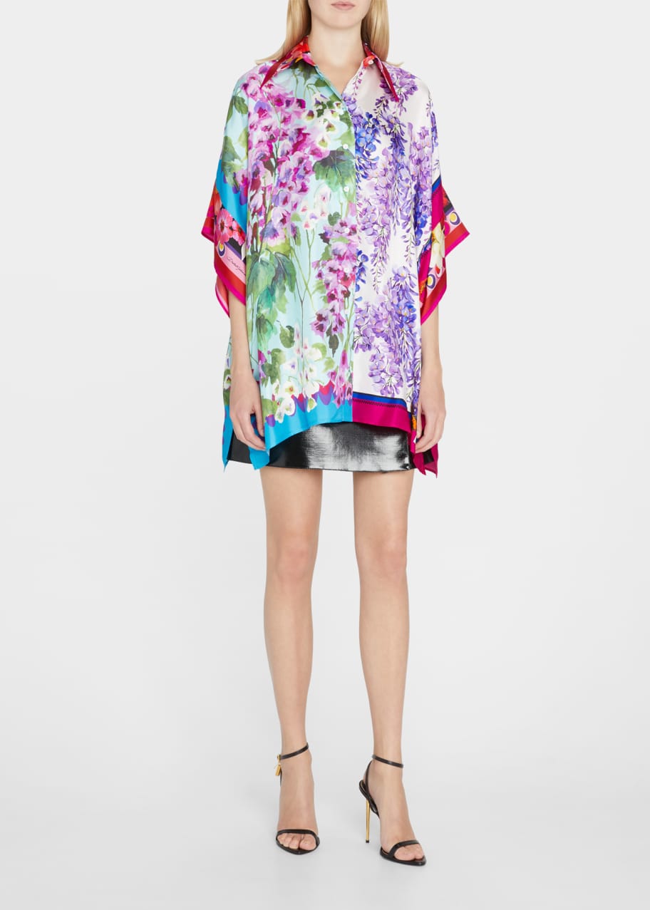 Dolce&Gabbana Floral Scarf-Print Silk Twill Shirt - Bergdorf Goodman