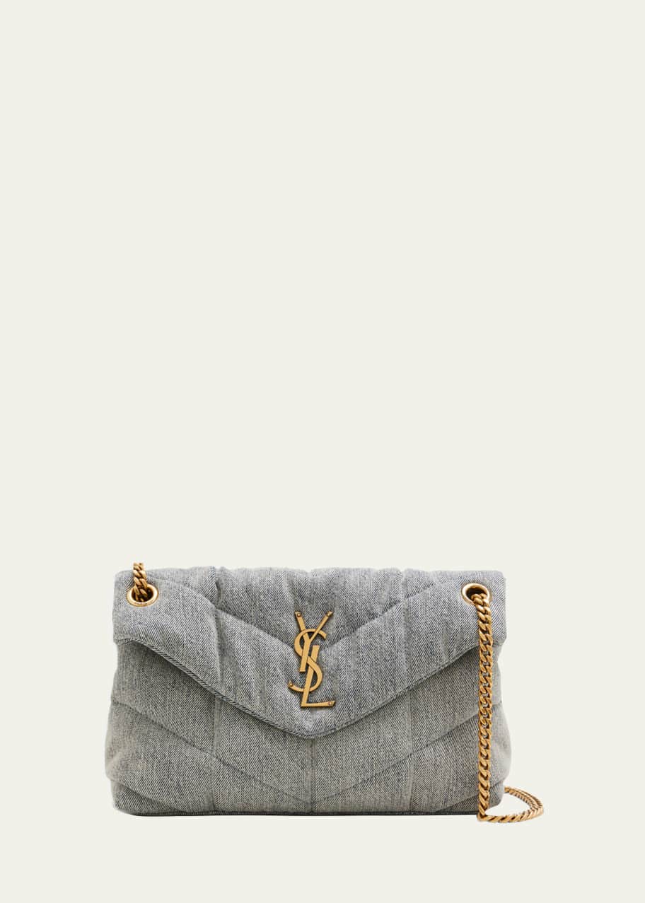 Saint Laurent Small YSL Puffer Quilt Denim Shoulder Bag - Bergdorf Goodman