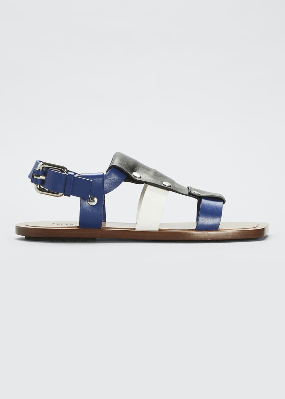 Plan C Colorblock Stud Caged Leather Sandals - Bergdorf Goodman