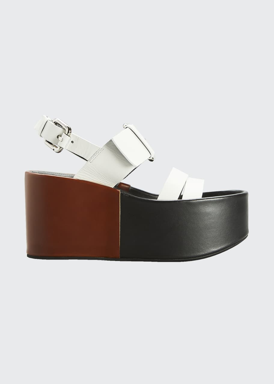 Plan C Buckle Leather Platform Wedge Sandals - Bergdorf Goodman