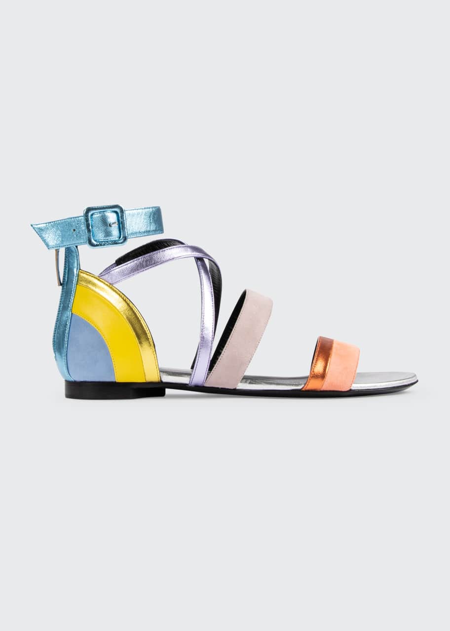 Pierre Hardy Alpha Colorblock Mixed Leather Sandals - Bergdorf Goodman