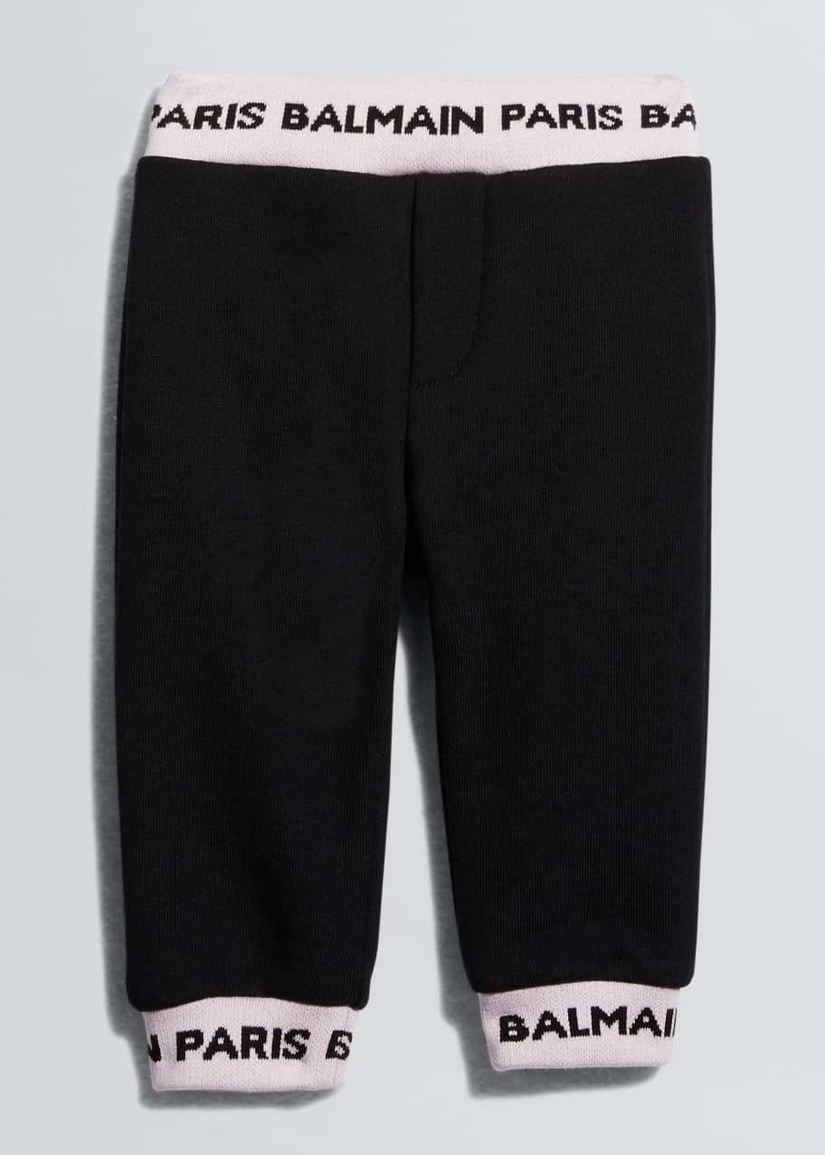 Balmain Kid's Contrast Logo-Print Jogger Pants, Size 6-36M - Bergdorf ...