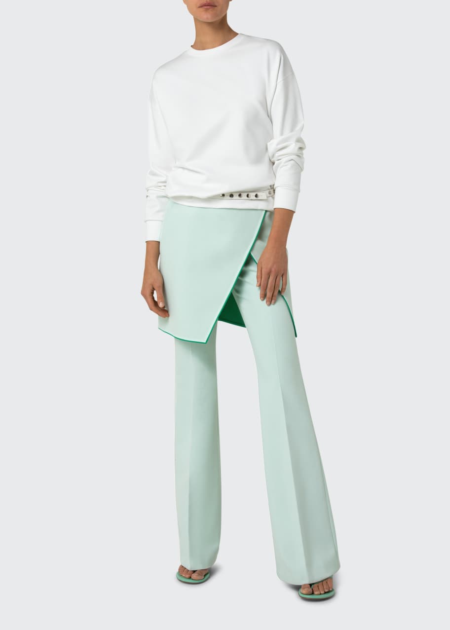 Akris Apron-Wrap Overlay Flare-Leg Crepe Pants - Bergdorf Goodman