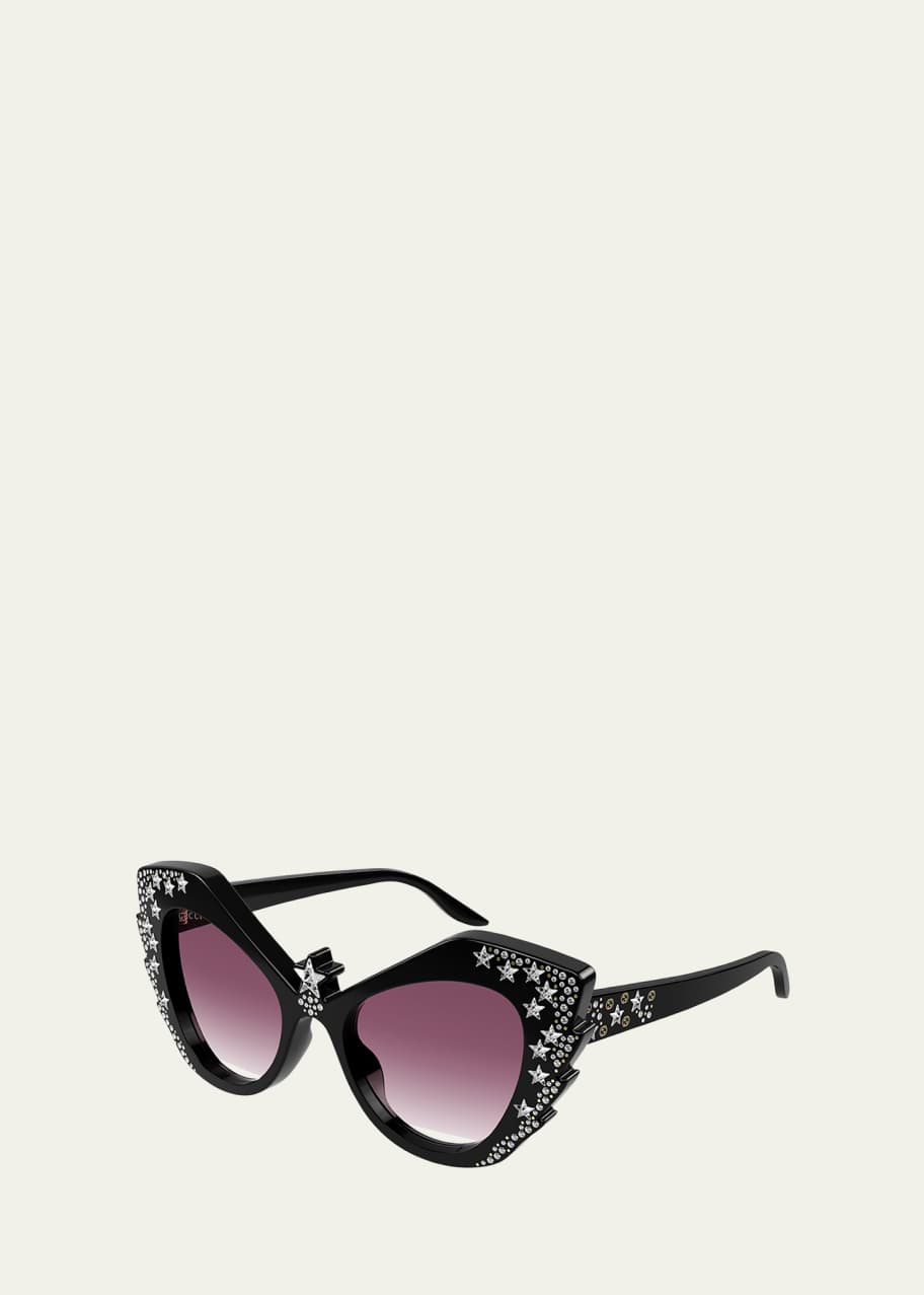 Gucci Star Stud Crystal Acetate Cat-Eye Sunglasses - Bergdorf Goodman