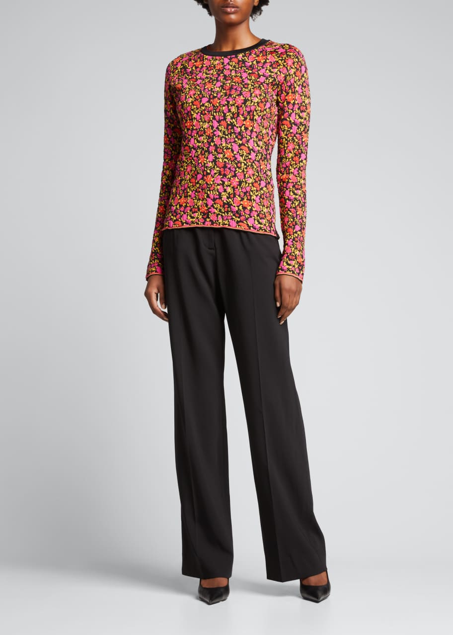 Victoria Beckham Floral-Embroidered Fitted Long-Sleeve Top - Bergdorf ...