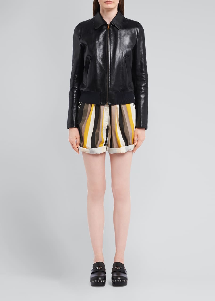 Prada Leather Zip-Up Jacket - Bergdorf Goodman