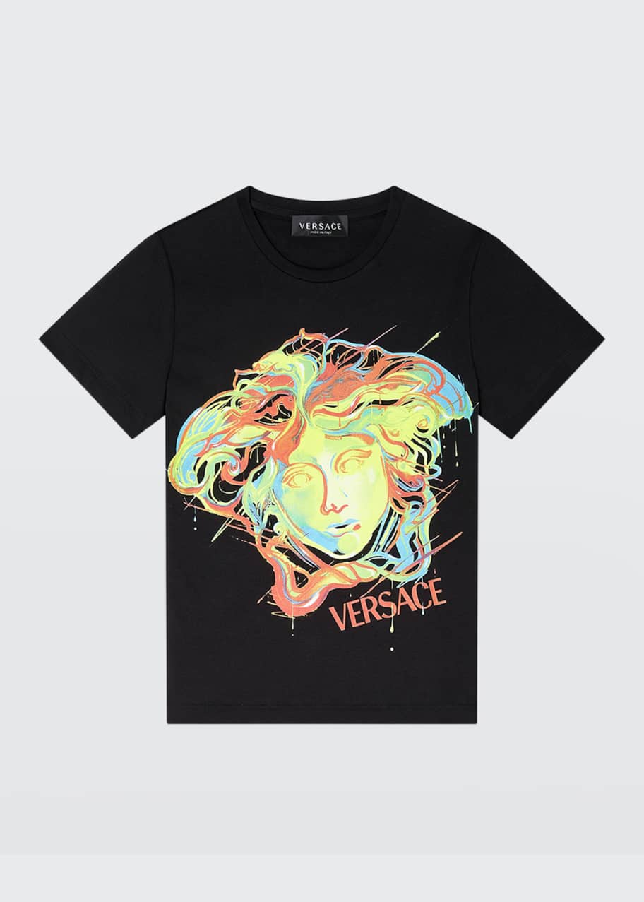 Versace Boy's Paint-Drip Medusa Logo Tee, Size 4-6 - Bergdorf Goodman
