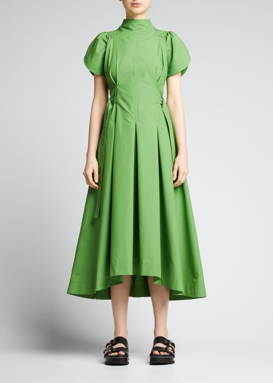 3.1 Phillip Lim Tulip Poplin Puff-Sleeve A-Line Midi Dress - Bergdorf ...