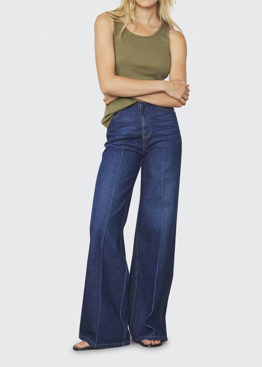 Officine Generale Romy Pleated Wide-Leg Denim Jeans - Bergdorf Goodman