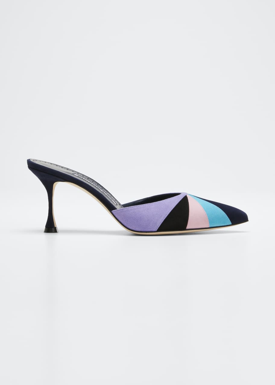 Manolo Blahnik Anulino Colorblock Halter Mules - Bergdorf Goodman