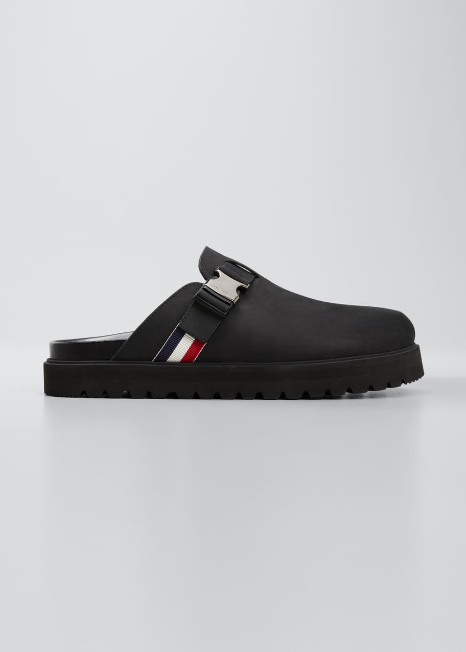 Moncler Men's Mon Mule Leather Slide Mules - Bergdorf Goodman