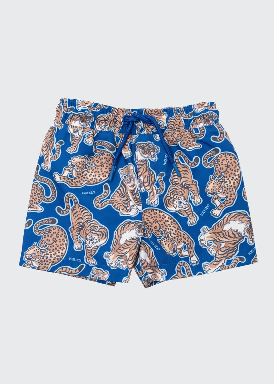 Kenzo Boy's Iconic Tiger-Print Nylon Swim Trunks, Size 6-18M - Bergdorf ...
