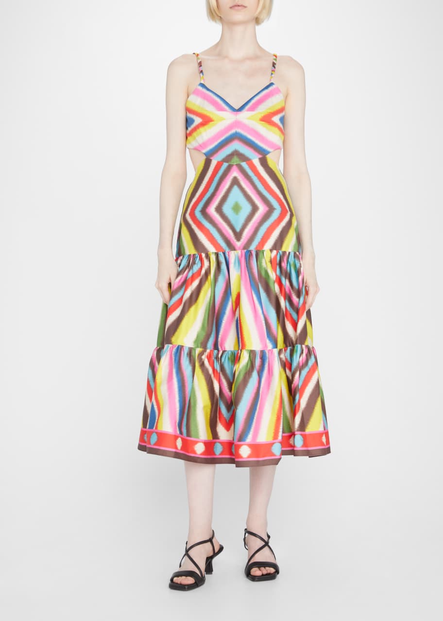 Alexis Alberta Cutout-Waist Tiered Midi Dress - Bergdorf Goodman