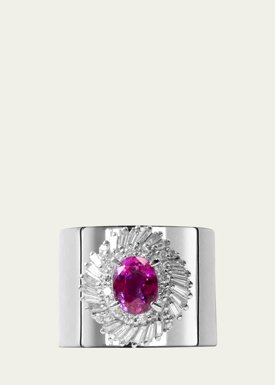 YUTAI Revive Ring with Pink Sapphire and Diamonds on 15mm Thick ...