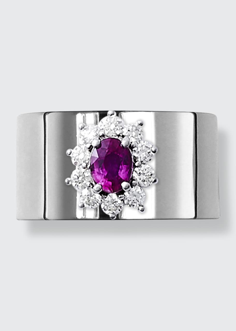 YUTAI Revive Ring with Ruby and Diamonds on Platinum 10mm Medium Plate ...