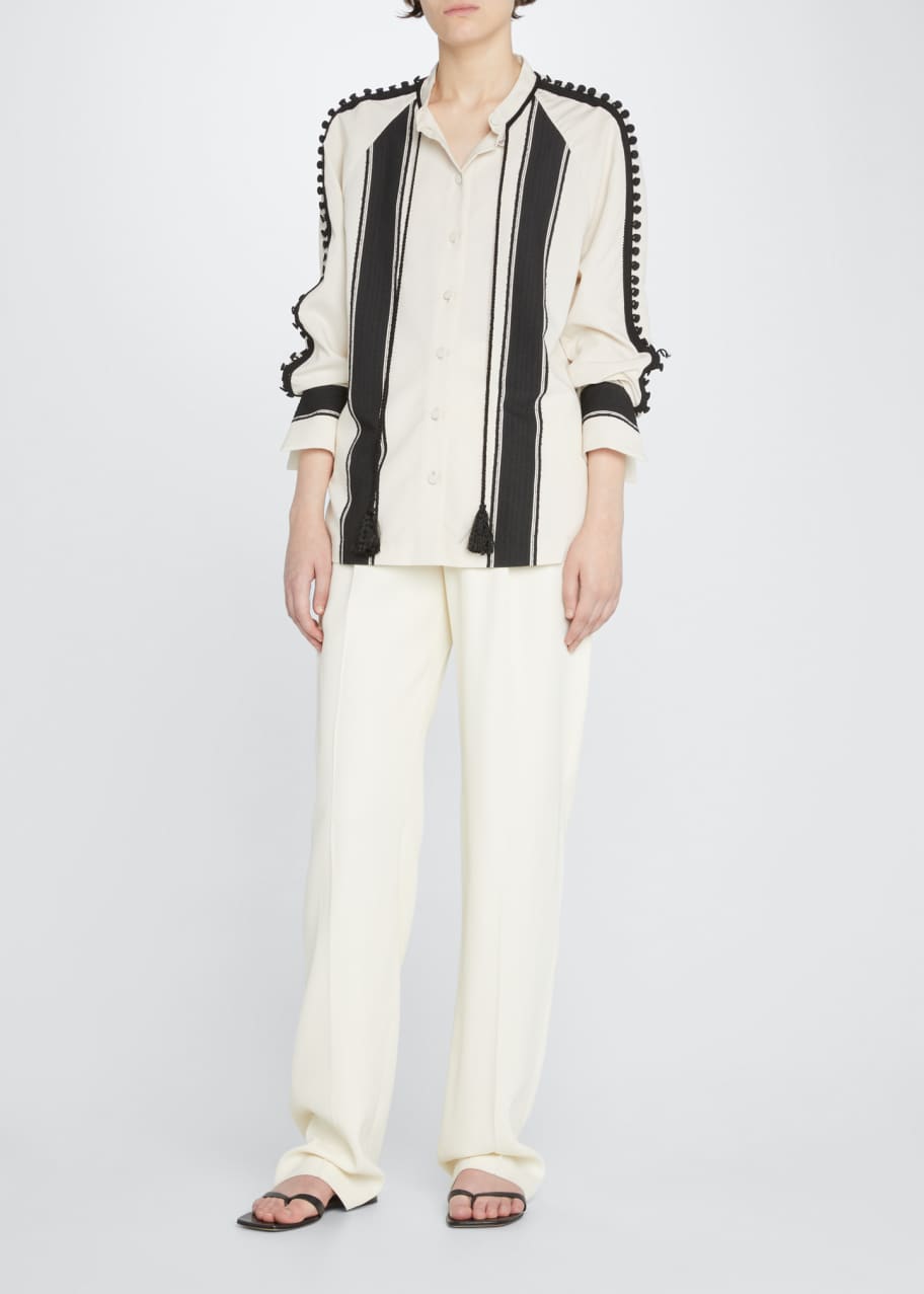 Altuzarra Irini Embellished Tassel Button-Down Top - Bergdorf Goodman