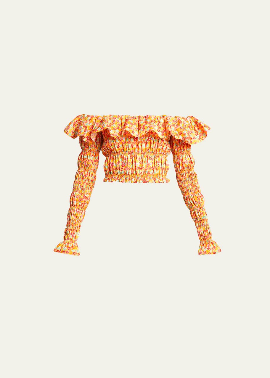 Caroline Constas Lydia Off-the-Shoulder Ruffle Crop Top - Bergdorf Goodman