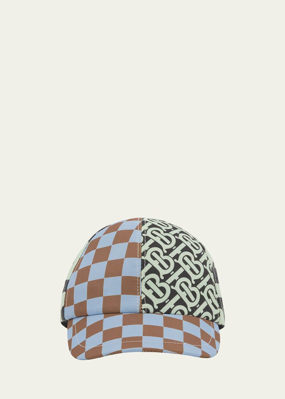 Burberry Kid's Checkerboard TB Monogram Baseball Cap, Size S-M - Bergdorf Goodman