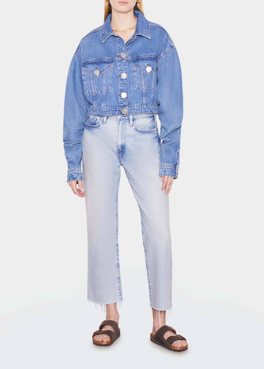 FRAME Ruched-Sleeve Denim Jacket - Bergdorf Goodman