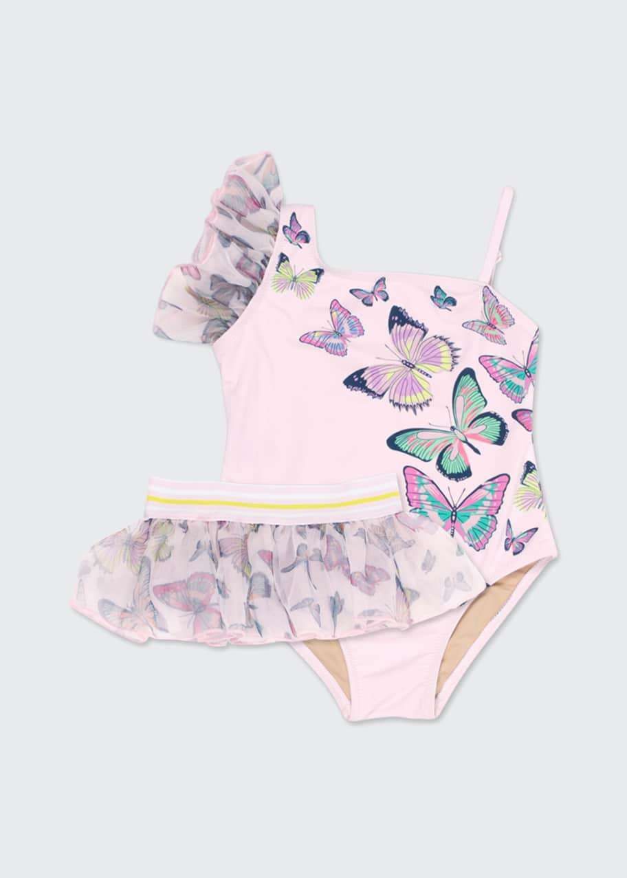 Shade Critters Girl's Organza One-Shoulder Butterfly Swimsuit, Size 2 ...
