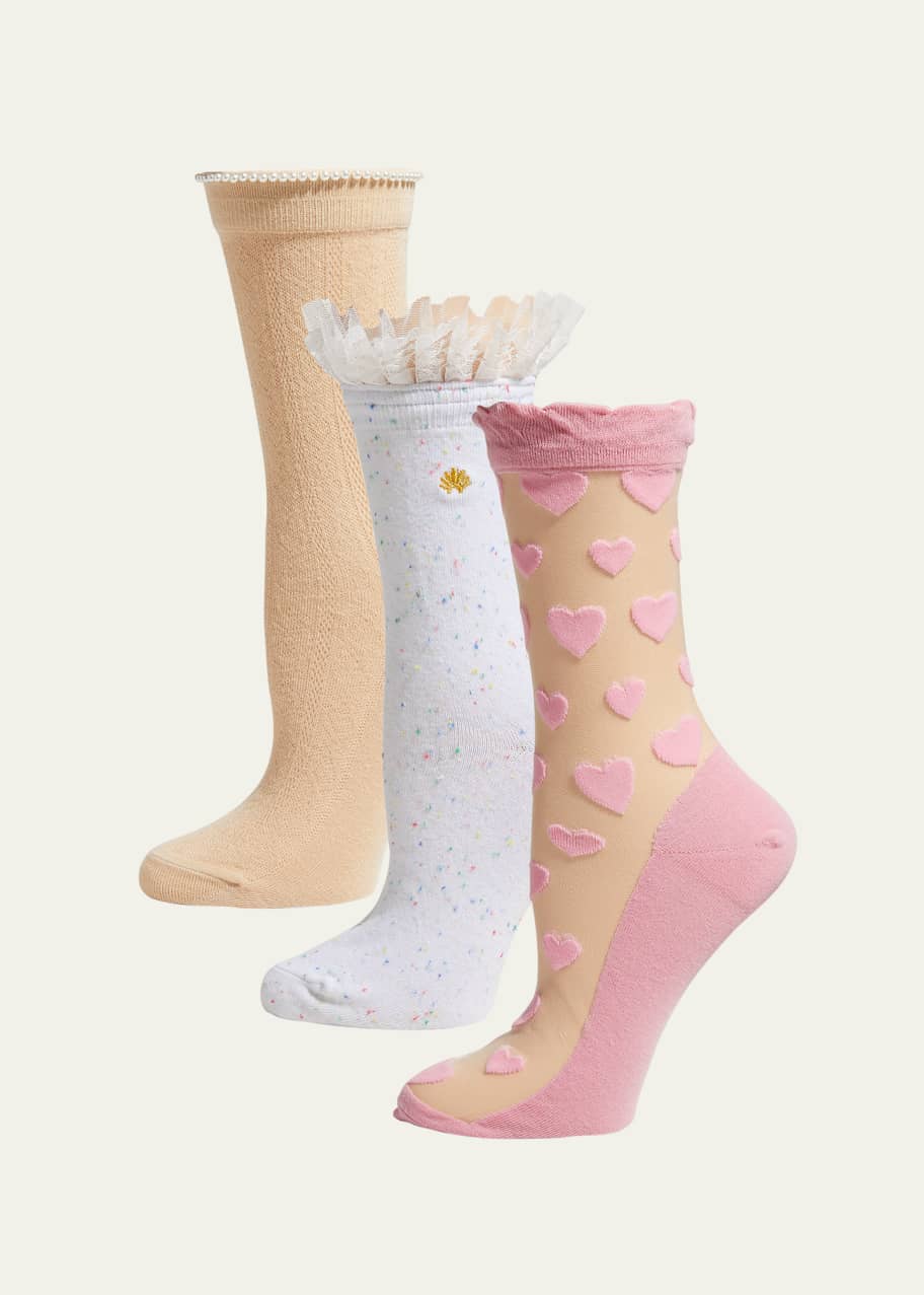 Lele Sadoughi 3-Pack Avenue Multi-Pattern Socks - Bergdorf Goodman