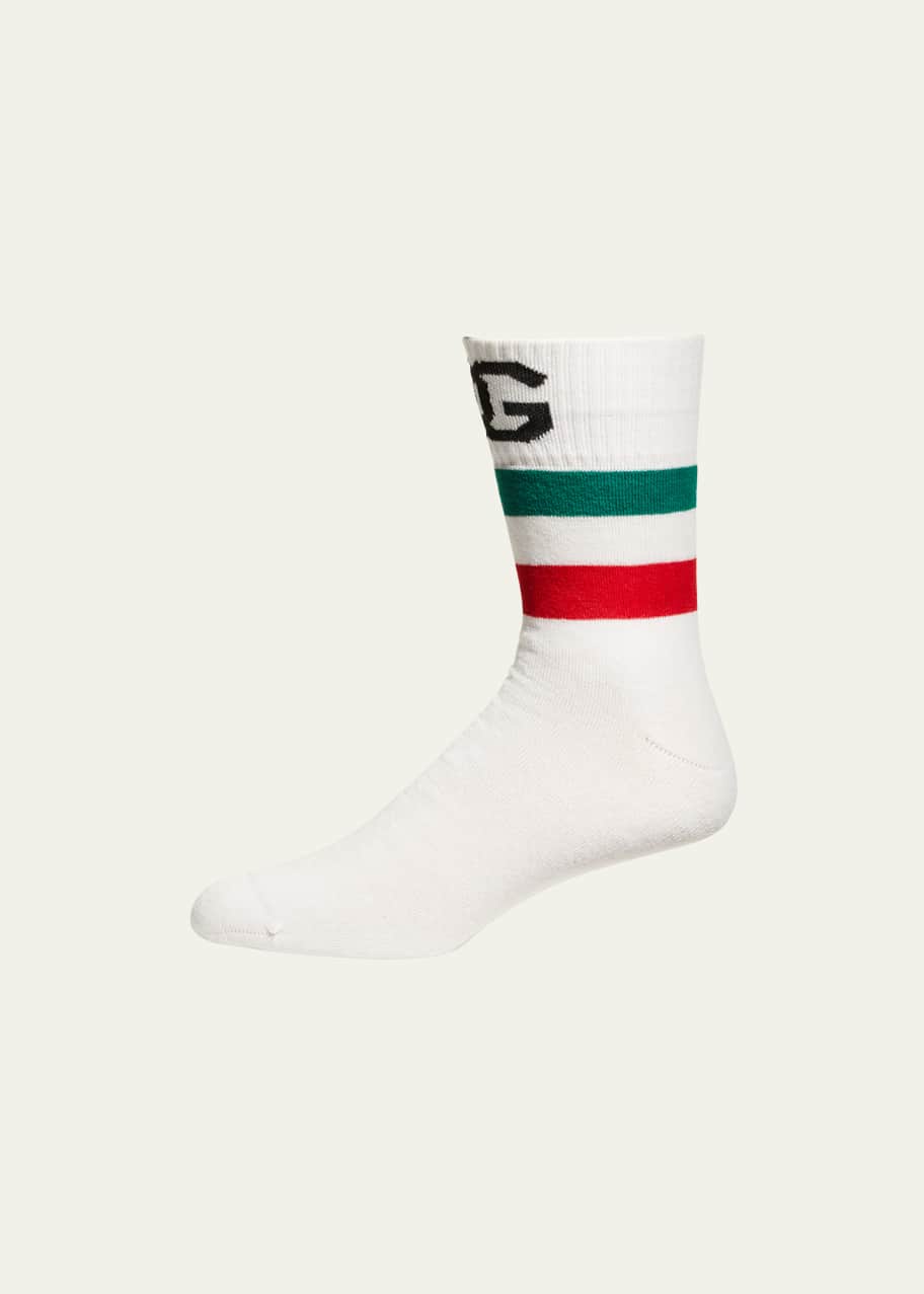 Dolce&Gabbana Men's Cotton-Stretch DG-Logo Crew Socks - Bergdorf Goodman