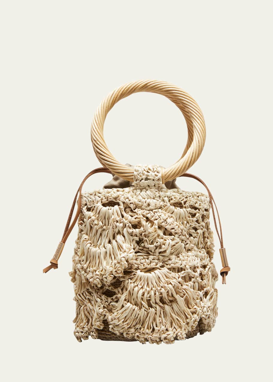 Aranaz Panuela Mini Crochet Raffia Bucket Bag - Bergdorf Goodman