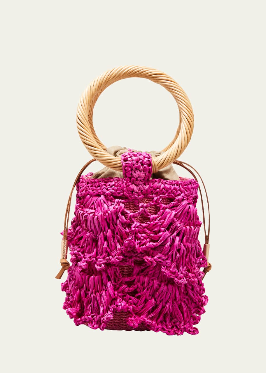 Aranaz Panuela Mini Crochet Raffia Bucket Bag - Bergdorf Goodman