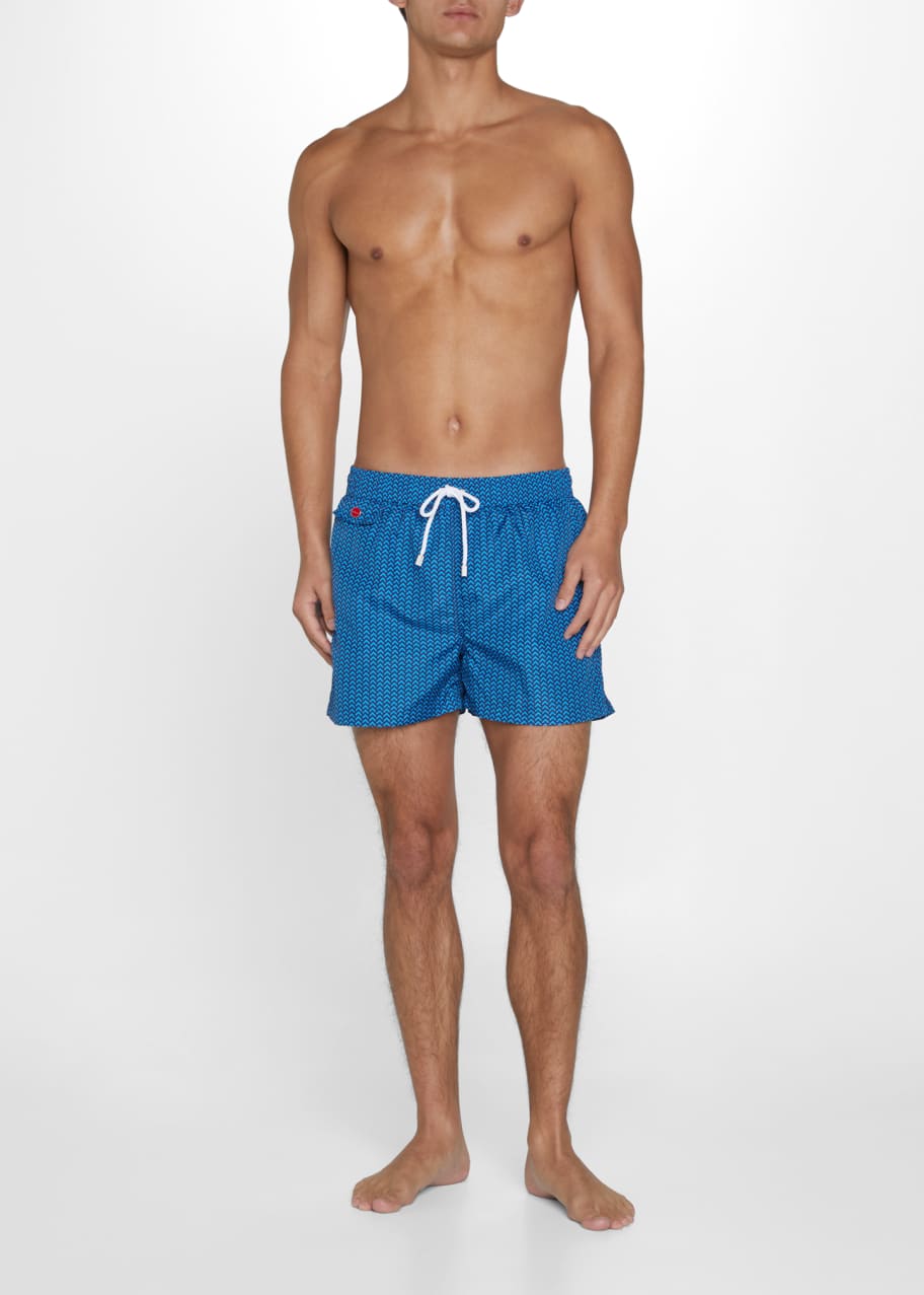 Kiton Men's Geometric Chevron Swim Trunks - Bergdorf Goodman
