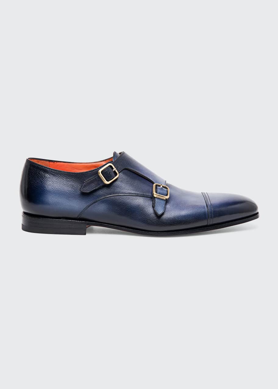 Santoni Men's Leather Double Monk Strap Shoes - Bergdorf Goodman