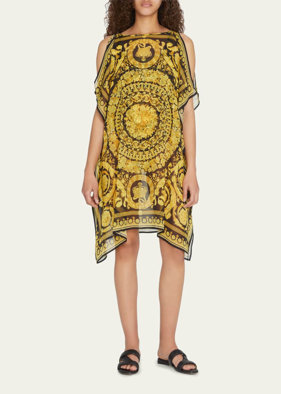 Versace Barocco-Print Silk Kaftan Coverup - Bergdorf Goodman