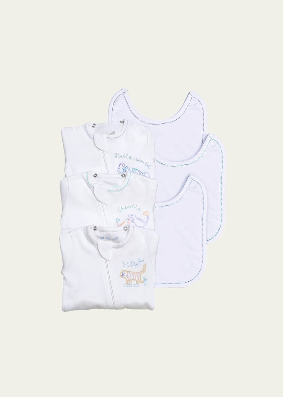PiP PEA POP Baby Personalized Footed Bodysuit with attachable bib ...