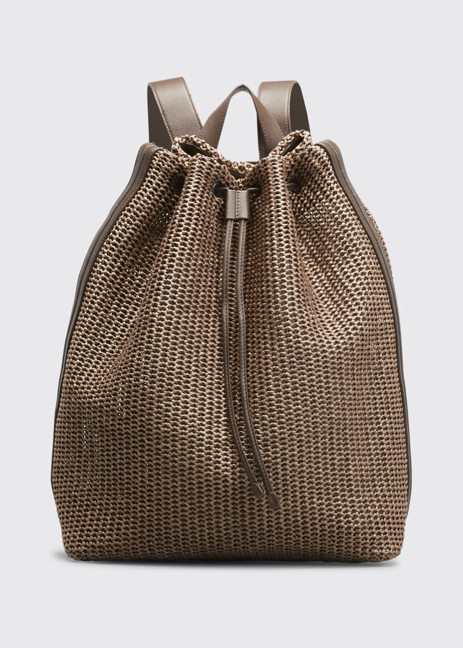 Brunello Cucinelli Monili Raffia Drawstring Backpack - Bergdorf Goodman