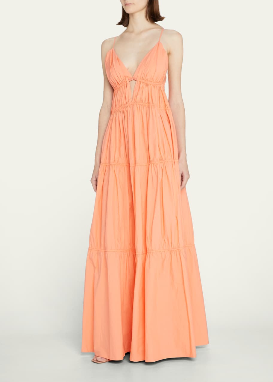 SIMKHAI April Ruched Tiered Maxi Dress - Bergdorf Goodman