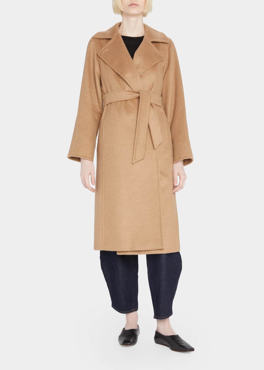 camel wool wrap coat