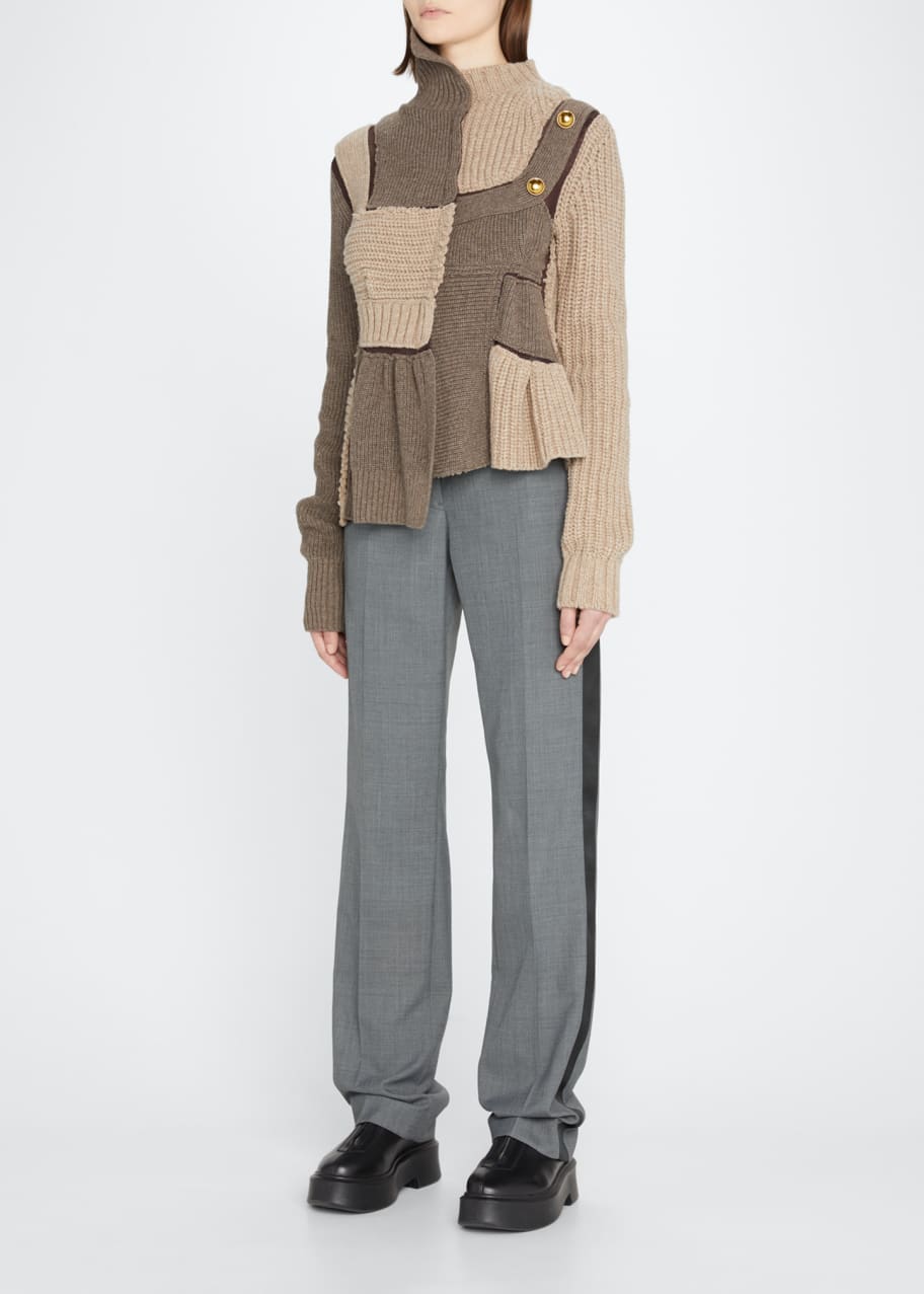 SACAI Patchwork Peplum Wool Jacket - Bergdorf Goodman
