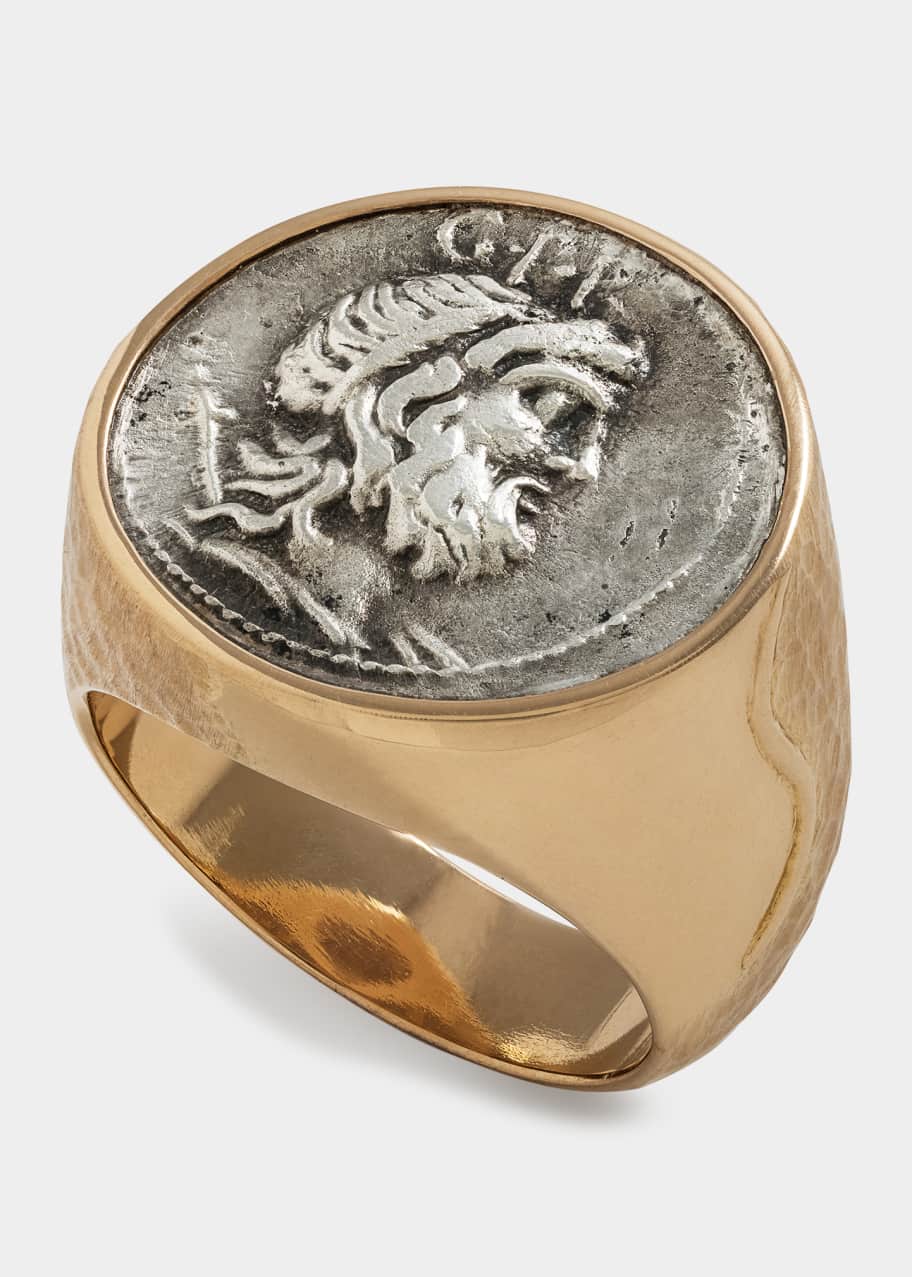 Jorge Adeler Men's 18K Rose Gold Ancient Guardian Angel Coin Ring ...