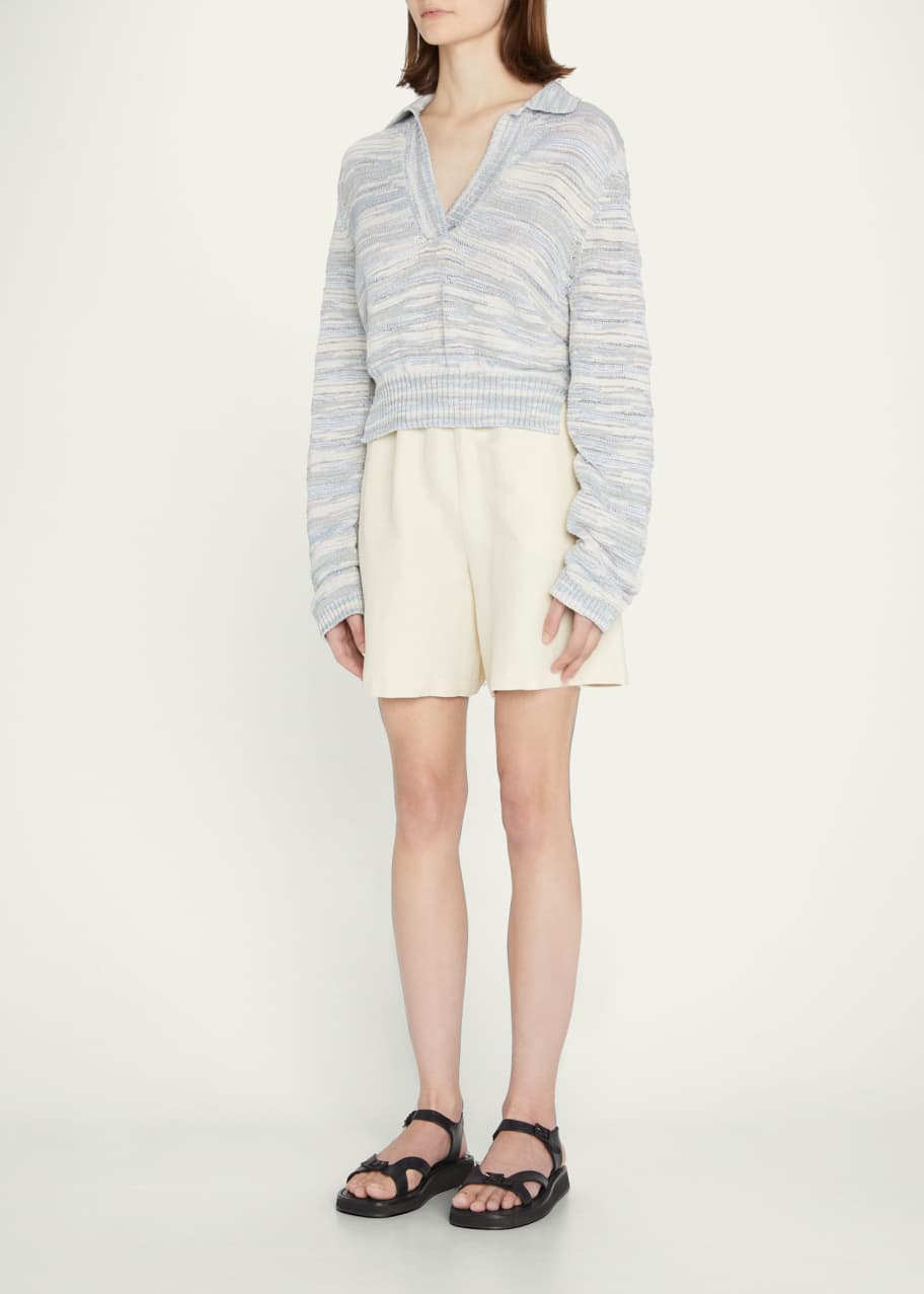 SIMKHAI Lara Textured-Stripe Collared Pullover - Bergdorf Goodman