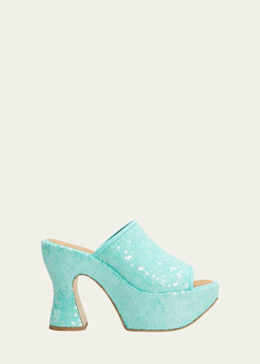 Loewe Sequin Open-Toe Platform Mules - Bergdorf Goodman
