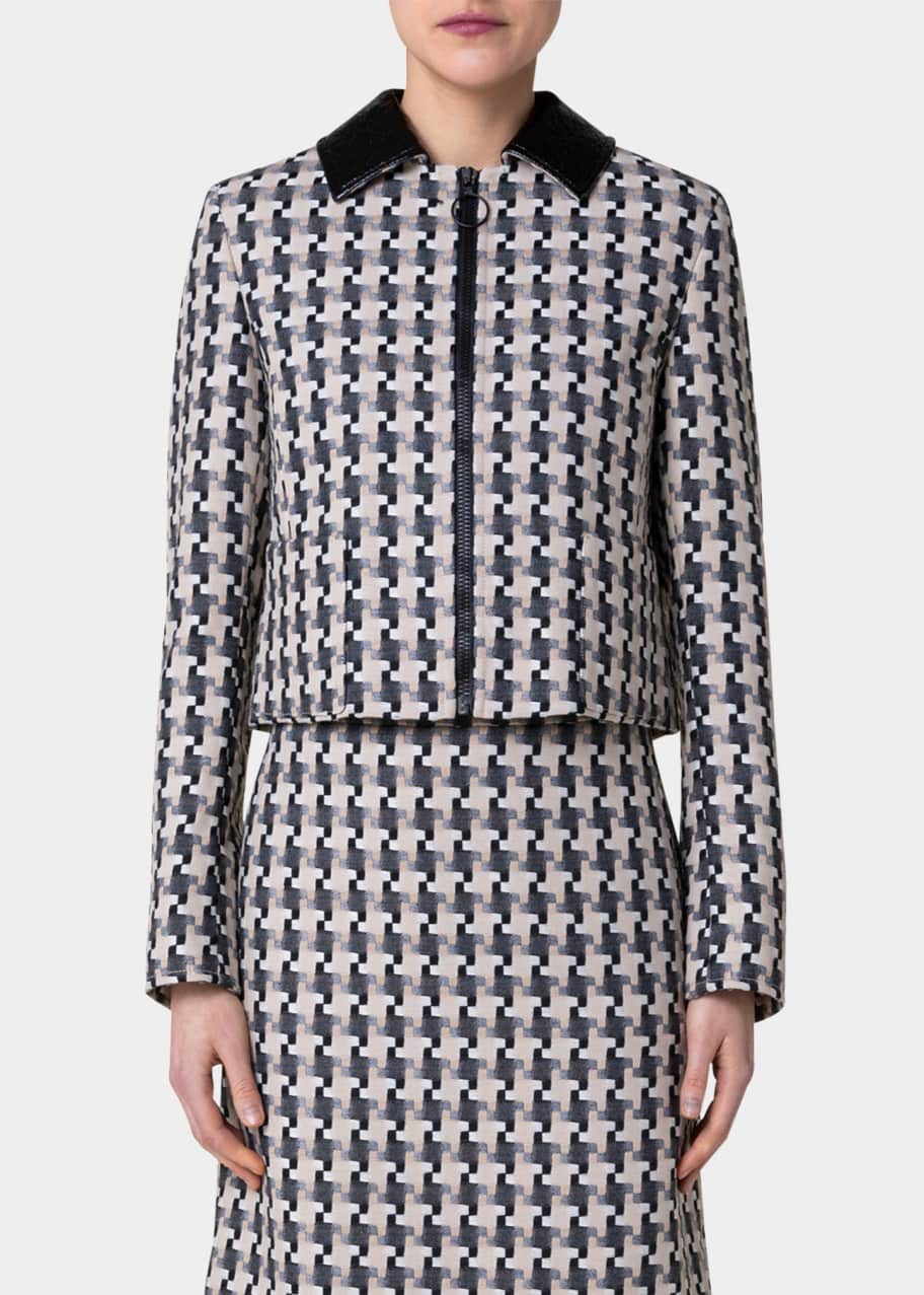 Akris punto Cropped Houndstooth Jacquard Jacket - Bergdorf Goodman