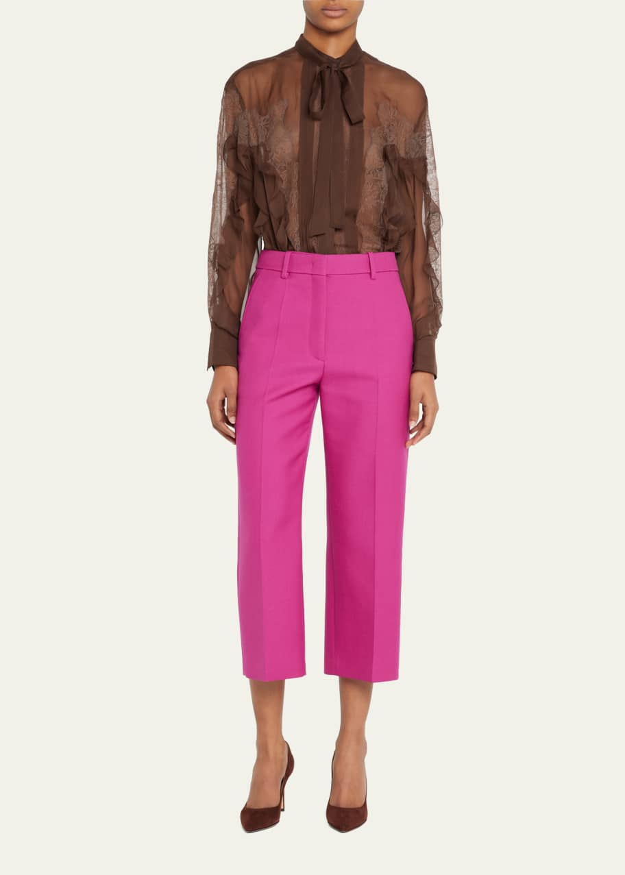 Valentino Garavani Sheer Ruffle-Trim Blouse - Bergdorf Goodman