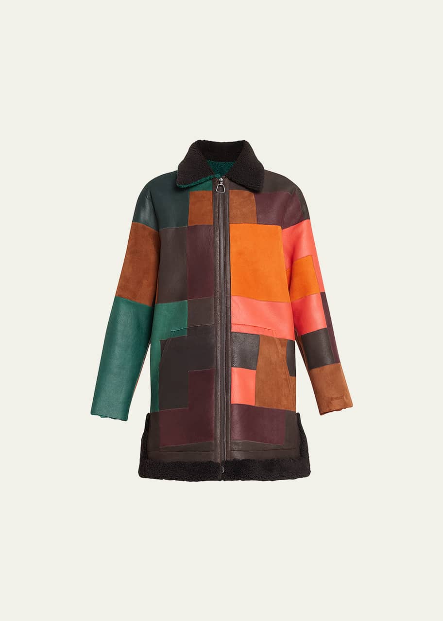 Akris Suede Patchwork Lamb Shearling Jacket - Bergdorf Goodman