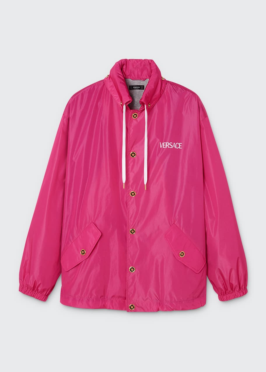 Versace Men's Nylon Logo Wind-Resistant Jacket - Bergdorf Goodman